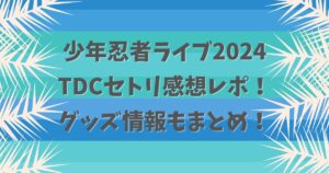 少年忍者ライブ2024TDCセトリ感想レポ！グッズ情報もまとめ！ | kurorinngo-snowな日々